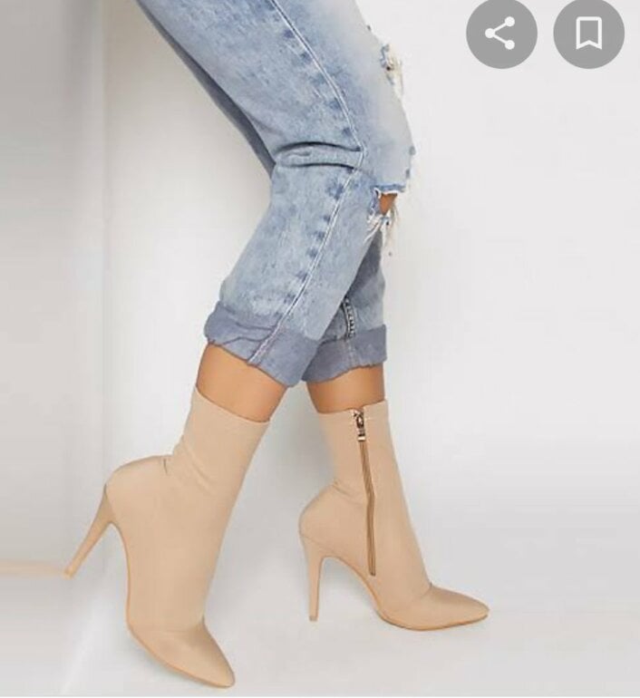 Botas Stilleto - Licra Nude UNICAS!!! de Zara de segunda mano - GoTrendier