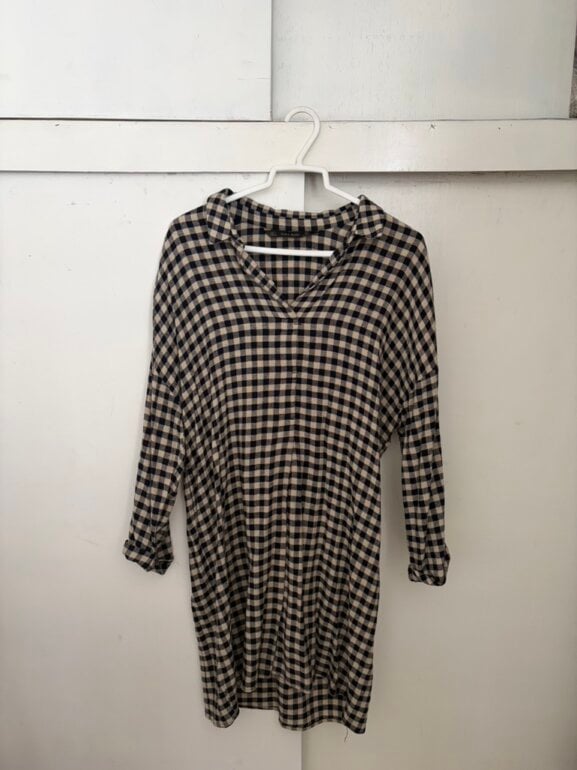 Vestido Zara Cuadros Vichy beige/azul m de segunda mano - GoTrendier