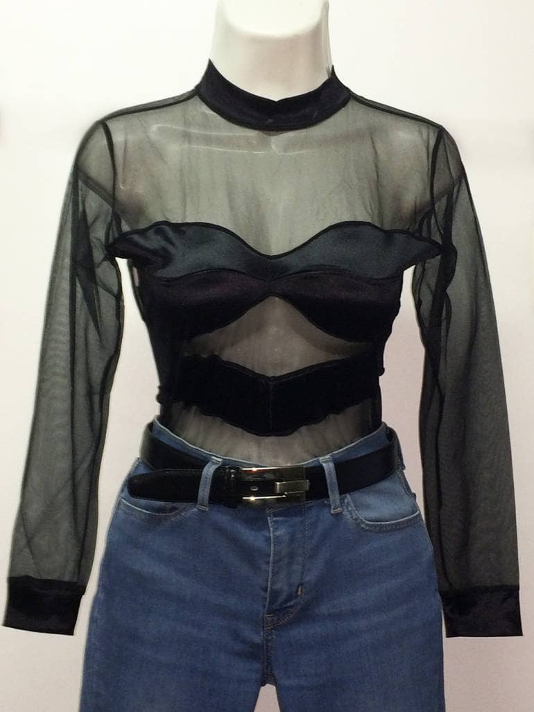 Body Transparente Manga Larga - Negro de Otras marcas de segunda mano ...